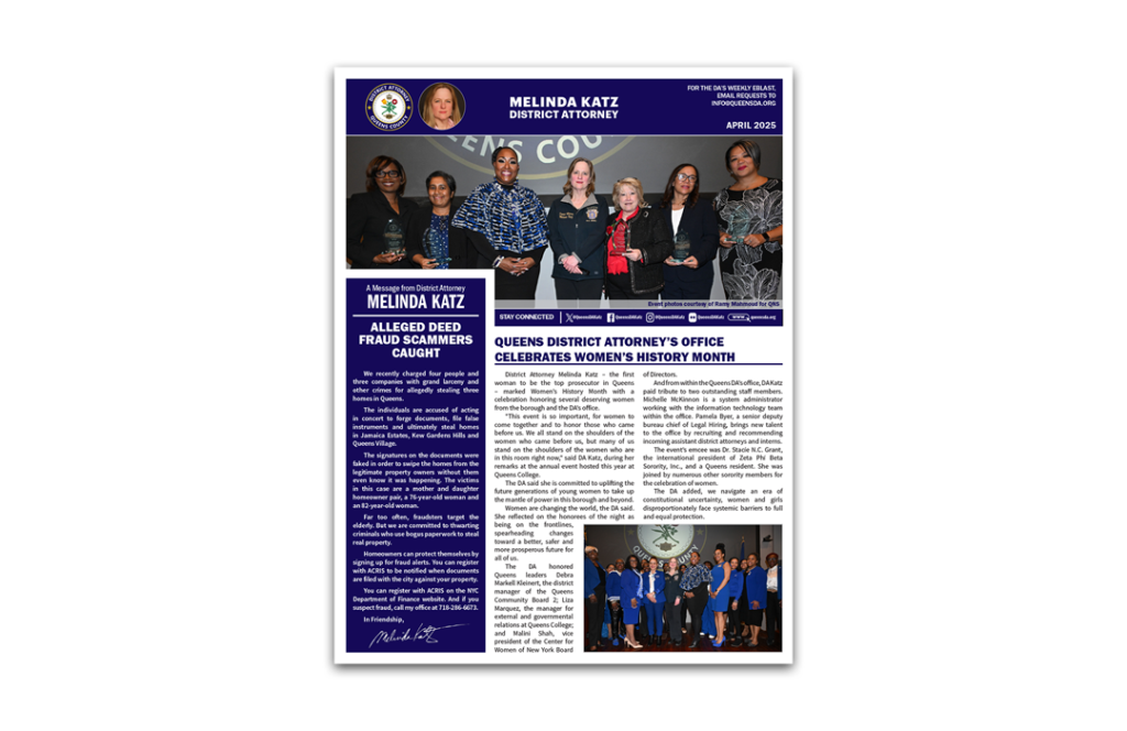 Monthly Community Newsletters - OFFICE OF THE DISTRICT ATTORNEY QUEENS ...