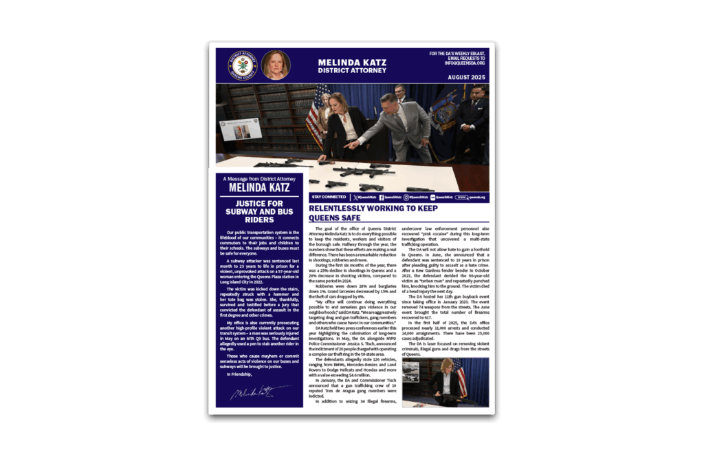 Monthly Community Newsletters - OFFICE OF THE DISTRICT ATTORNEY QUEENS ...